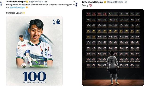 "손흥민, 리그 100호골 축하" 토트넘, 공식 채널 통해 '손하트' - 조선비즈